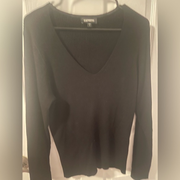 Express | Sweaters | Express Womens Vneck Ribbed Sweater Size Xl Black ...